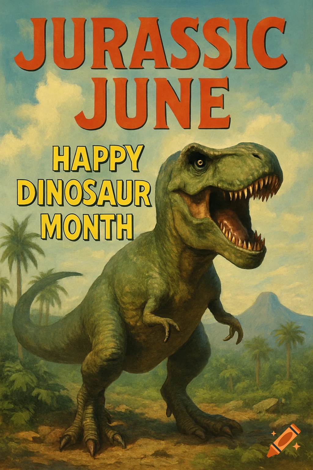 Poster features a T-Rex in a jungle setting with the text "JURASSIC ...