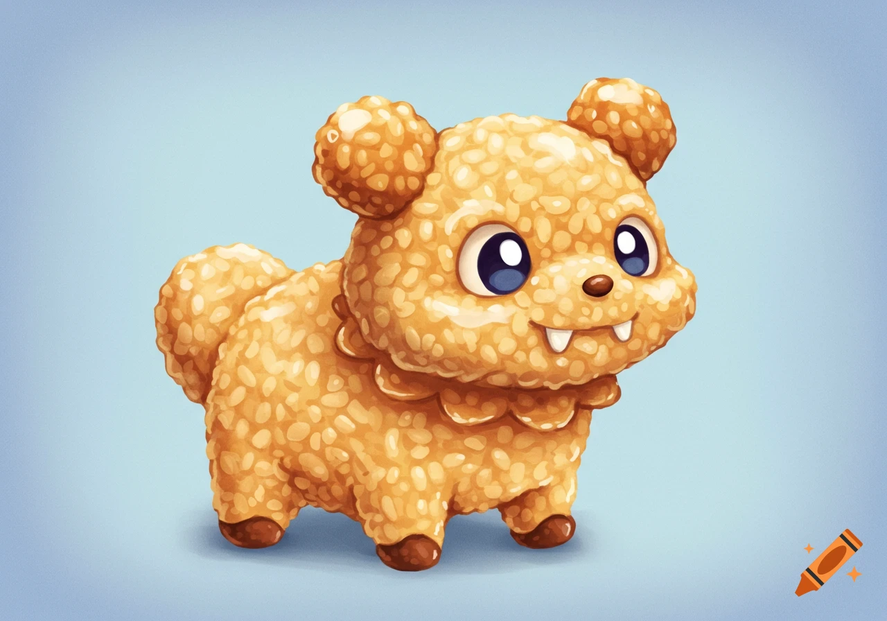 Cute creature resembling a Bidoof made of rice crispy treats. on Craiyon