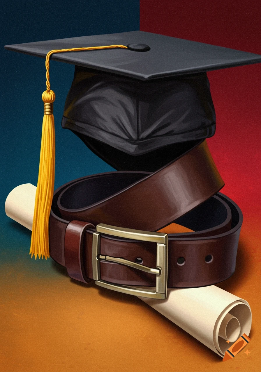A still life image showing a graduation cap, diploma scroll, and ...