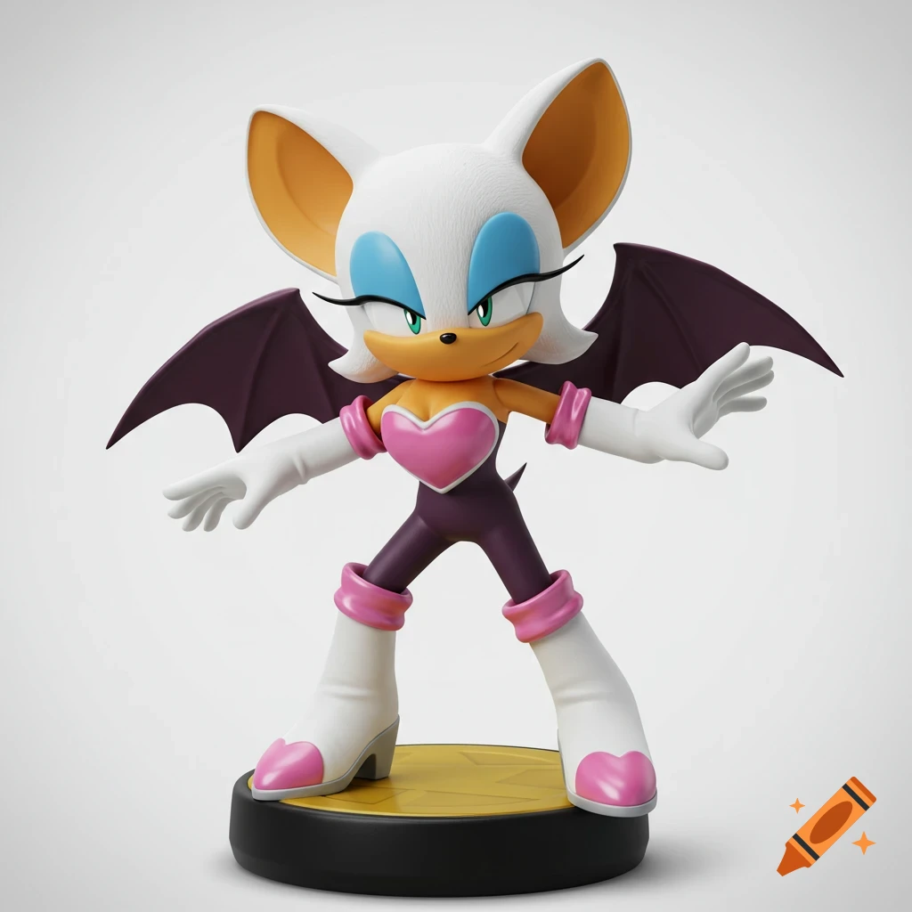 3D render of a Rouge the Bat amiibo figure on Craiyon
