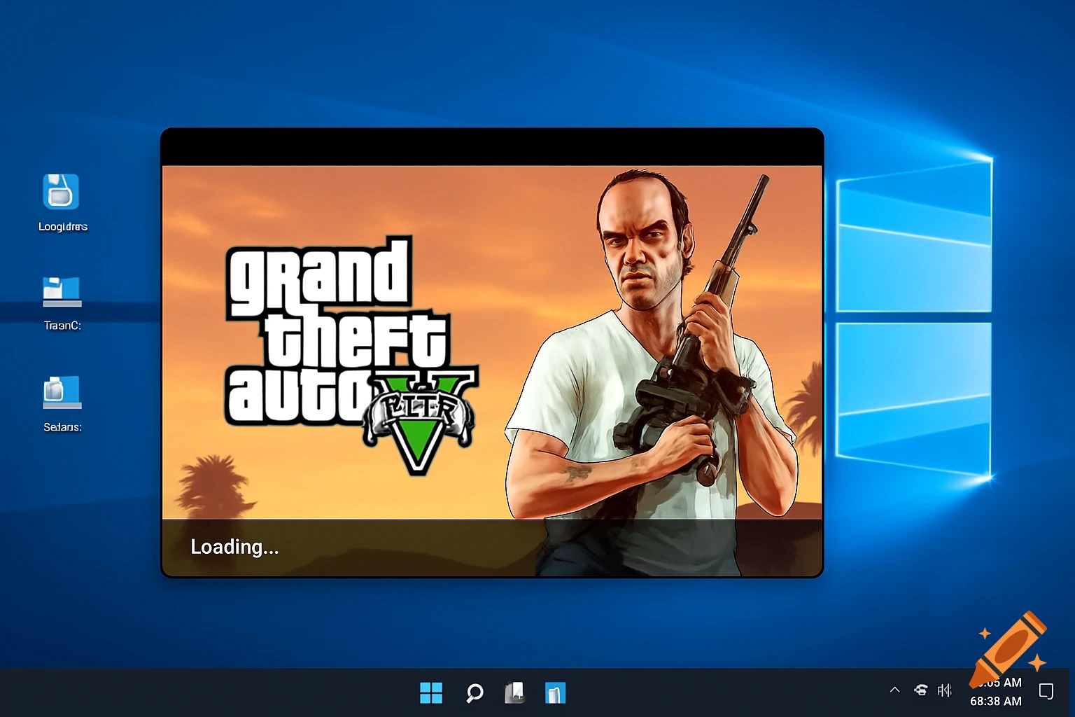 A Windows 10 desktop screenshot showing the Grand Theft Auto V loading ...
