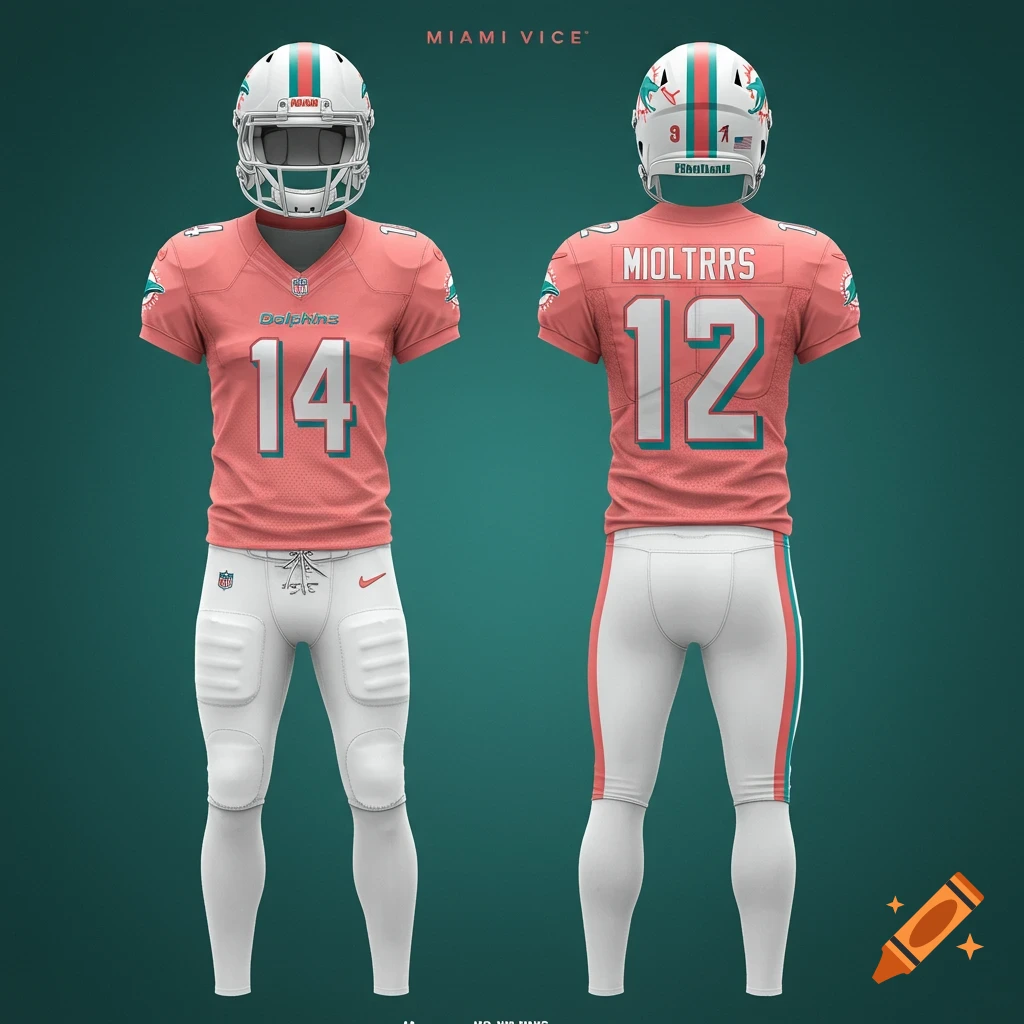 Miami Dolphins uniform concept in 1980s Miami Vice style colors ...
