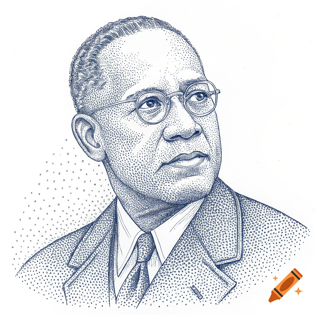 Dotted drawing of a man in a suit and glasses on Craiyon