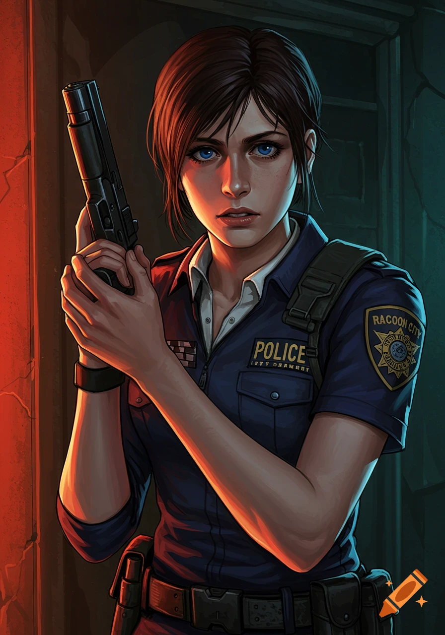 Illustration of Claire Redfield in a Raccoon City police uniform ...