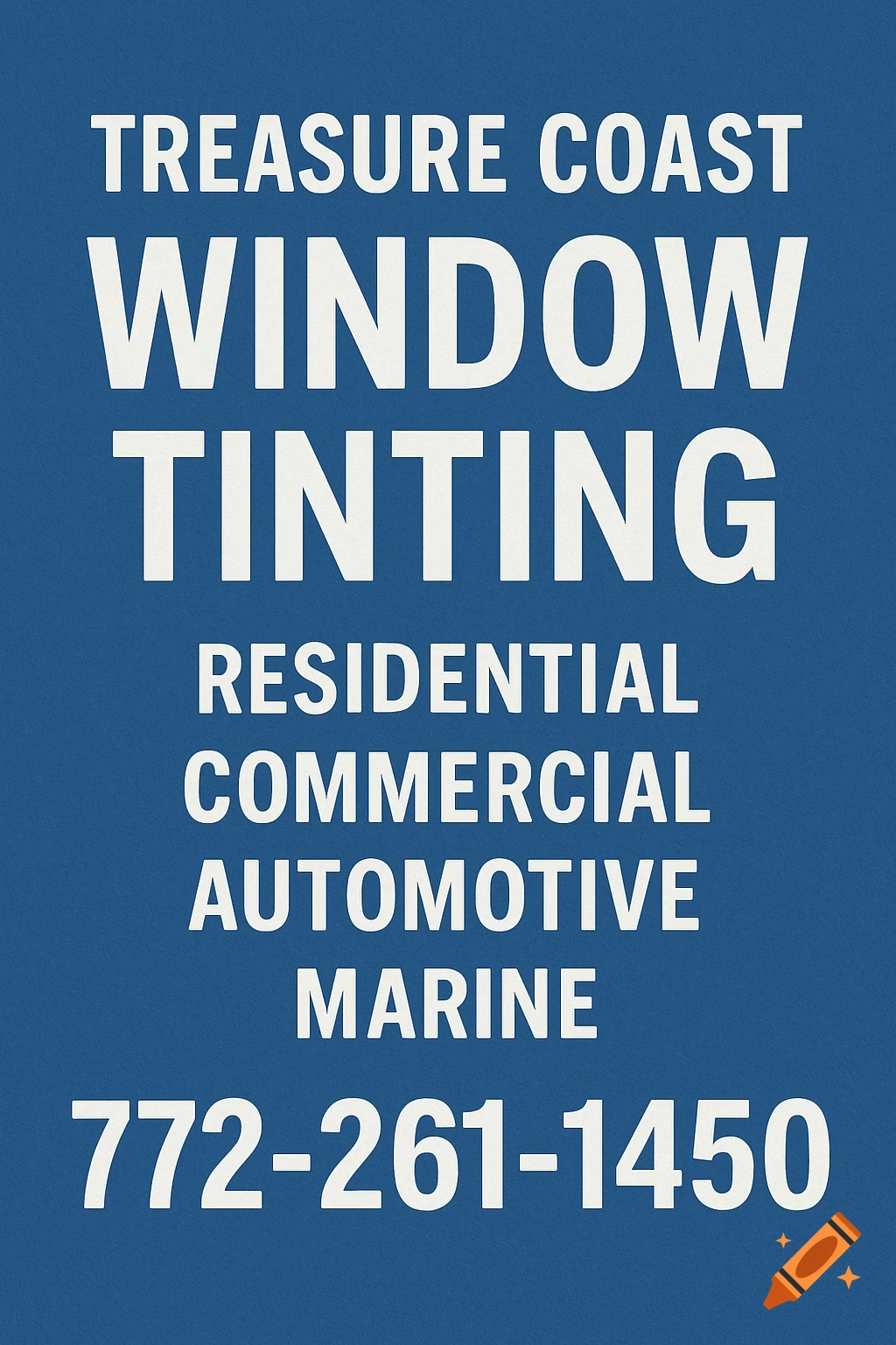Blue sign with white text for Treasure Coast Window Tinting, listing ...