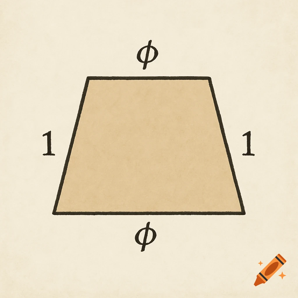 Diagram of a trapezoid labeled phi on top and bottom, and 1 on the ...