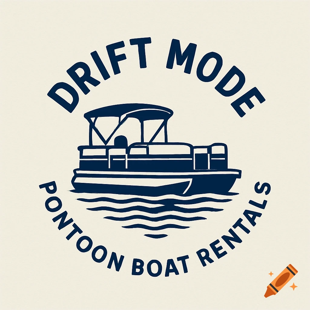 Logo for Drift Mode Pontoon Boat Rentals featuring a pontoon boat on ...