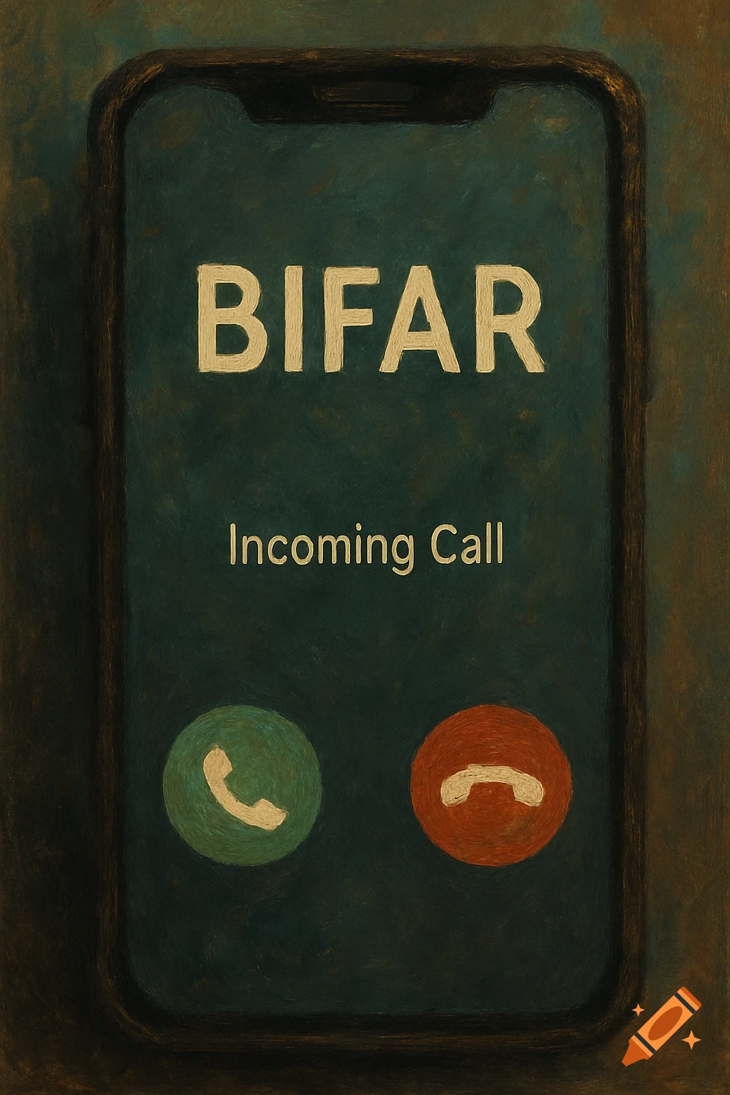 Phone screen displays incoming call from BIFAR with green answer and ...