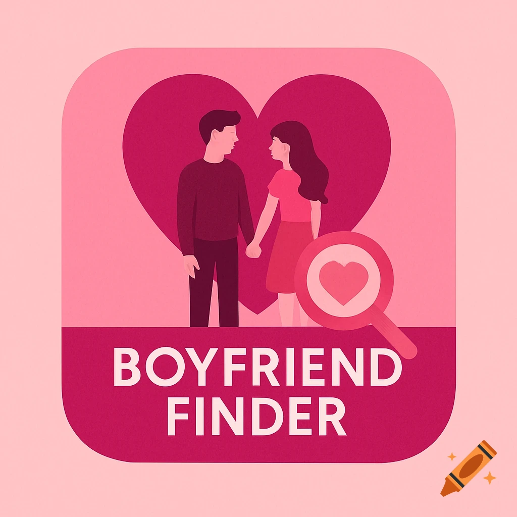 App logo illustration with a couple holding hands over a large heart, a ...
