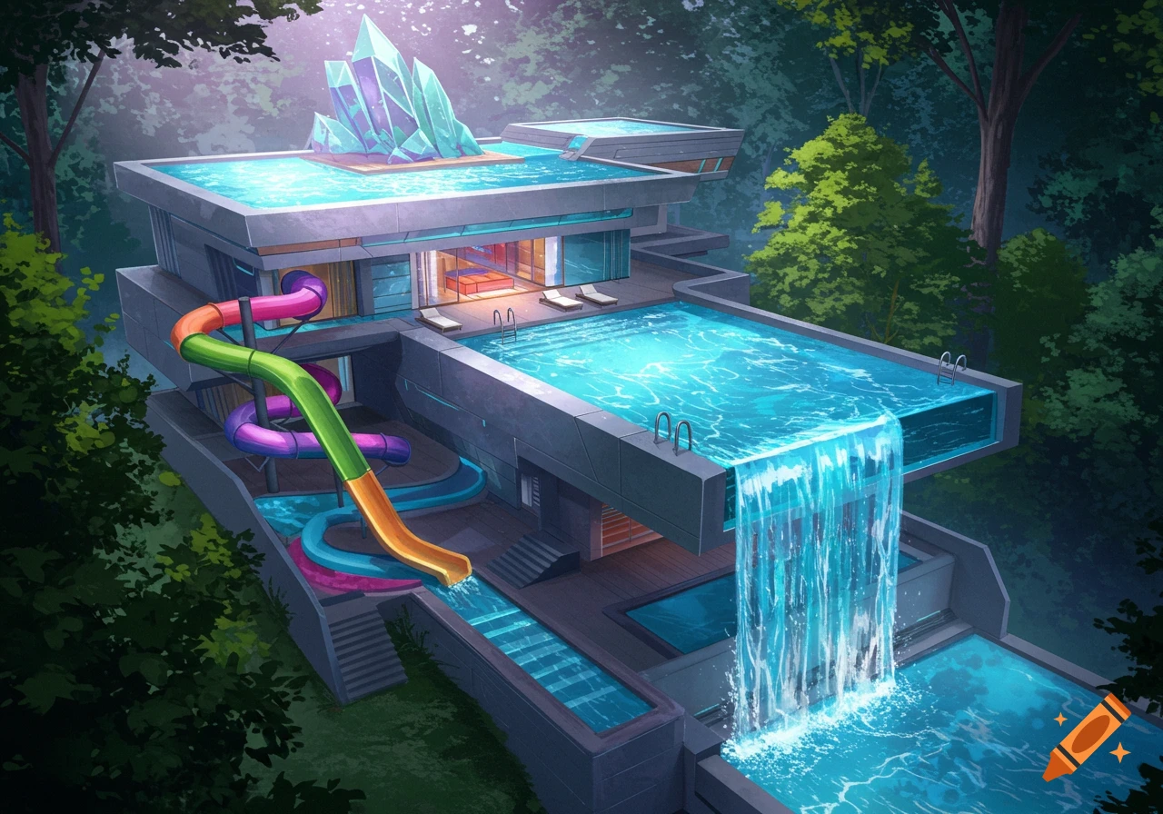 A futuristic house built into a woodland hillside features a rooftop ...