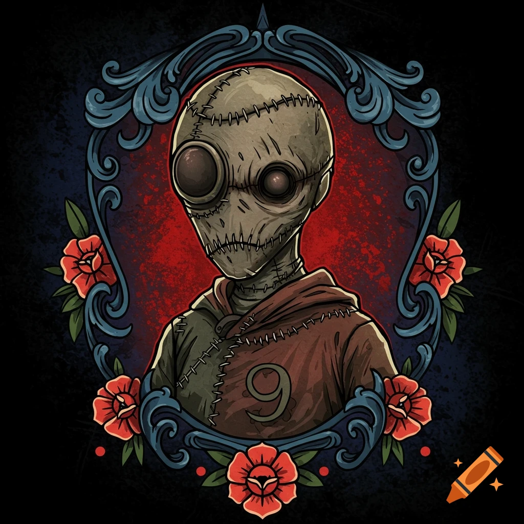 American traditional tattoo style illustration of the stitched ...