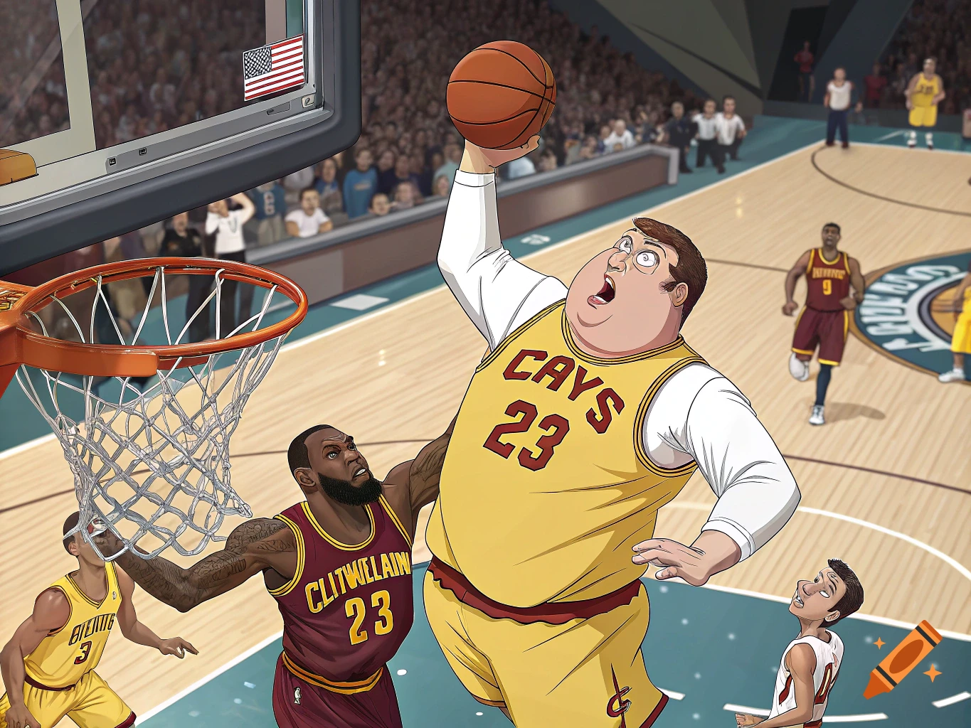 Cartoon style image of a large man resembling Peter Griffin in a Cavs ...