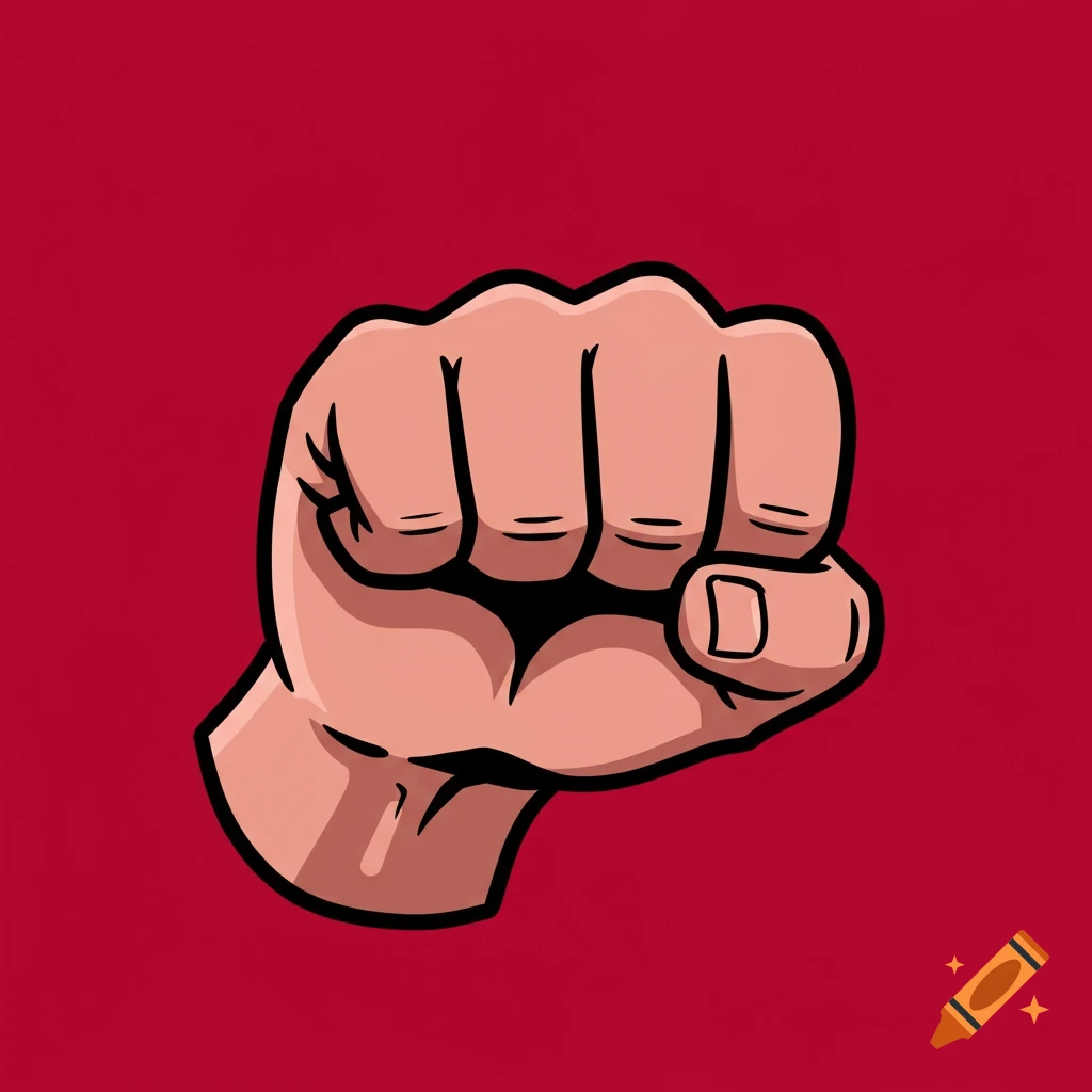 Stylized icon of a clenched fist. on Craiyon