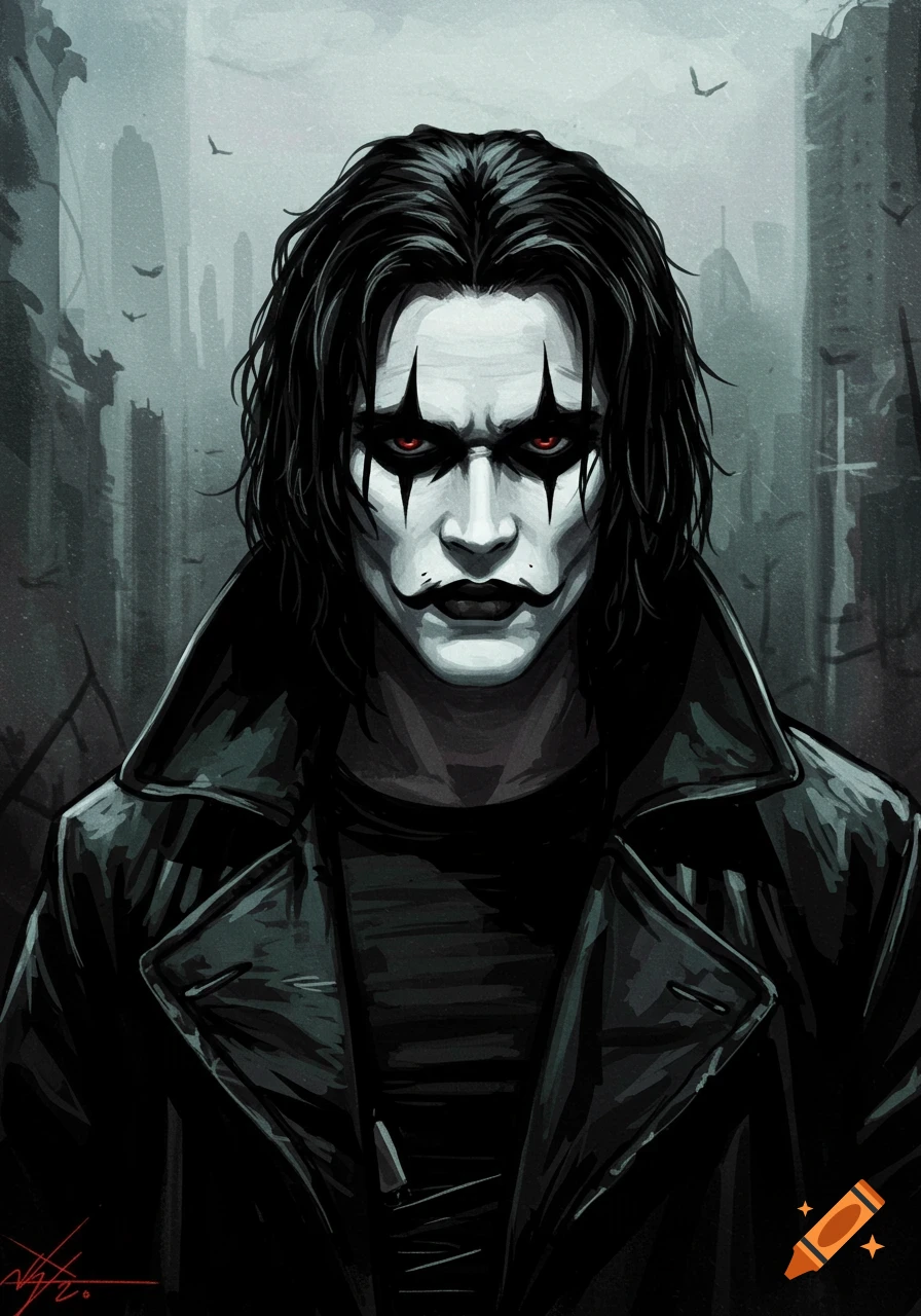 Stylized portrait of The Crow character with dramatic makeup and red ...