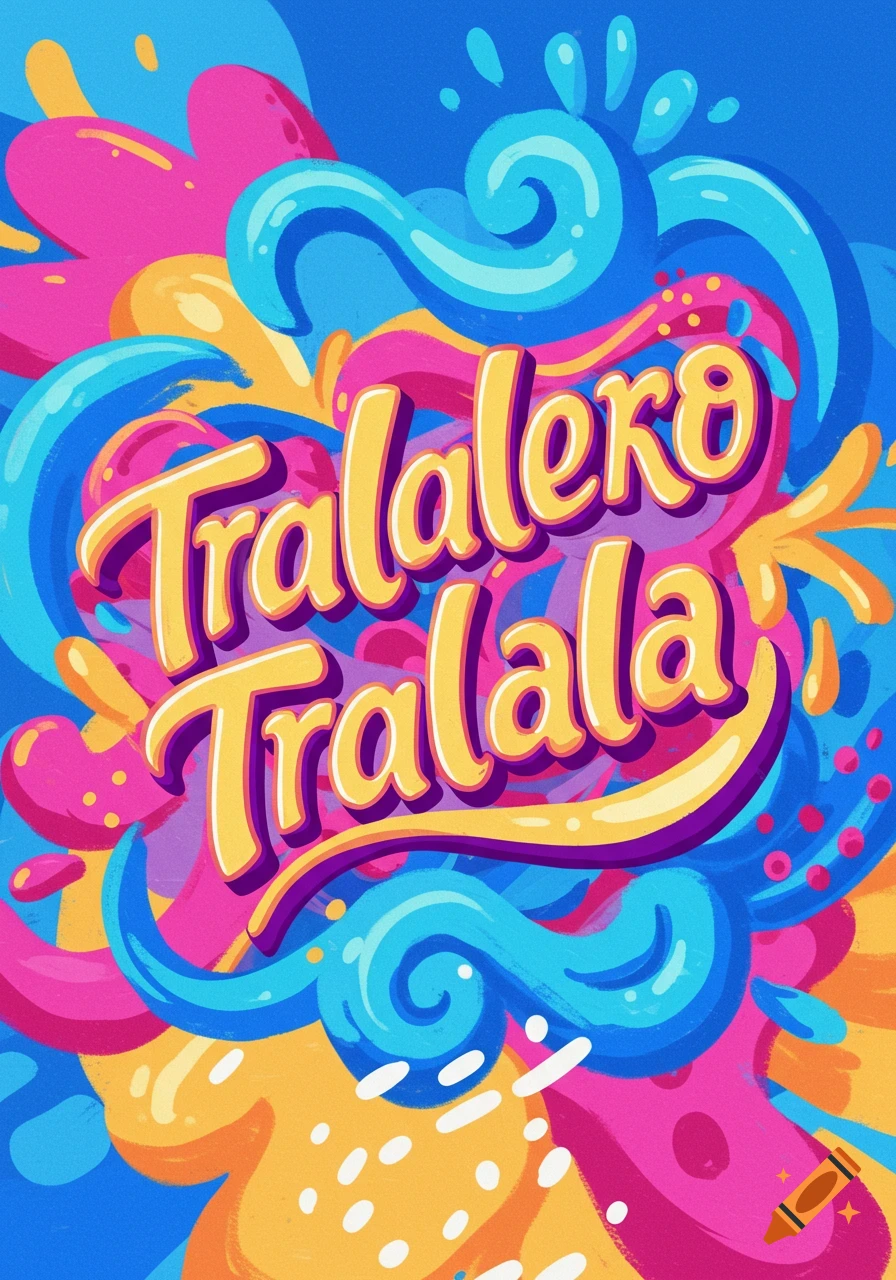Vibrant abstract artwork with stylized text 'Tralalero Tralala'. on Craiyon