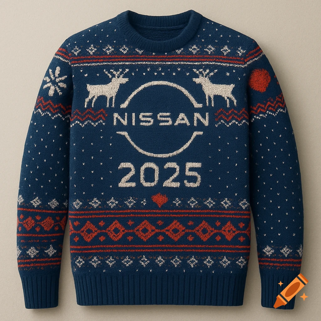 Nissan 2025 Christmas sweater with reindeer and snowflake pattern on ...