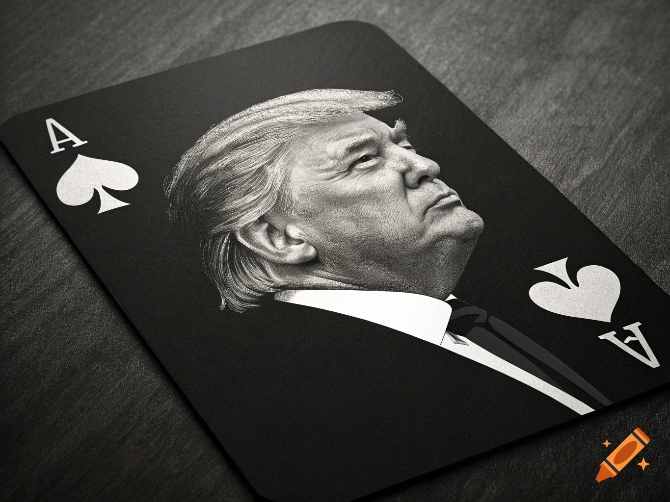 Black Ace of Spades playing card with a stipple portrait of Donald ...