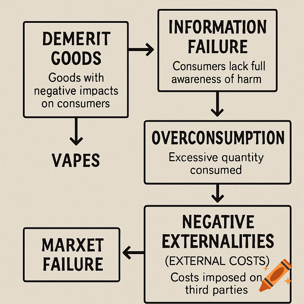 Flowchart diagram illustrating the economic concepts of demerit goods ...