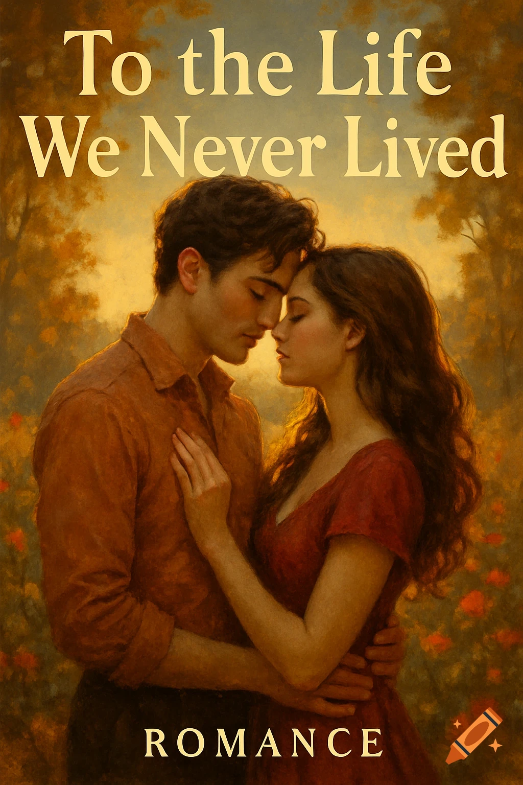 Romantic couple embracing on a book cover with the title 'To the Life ...