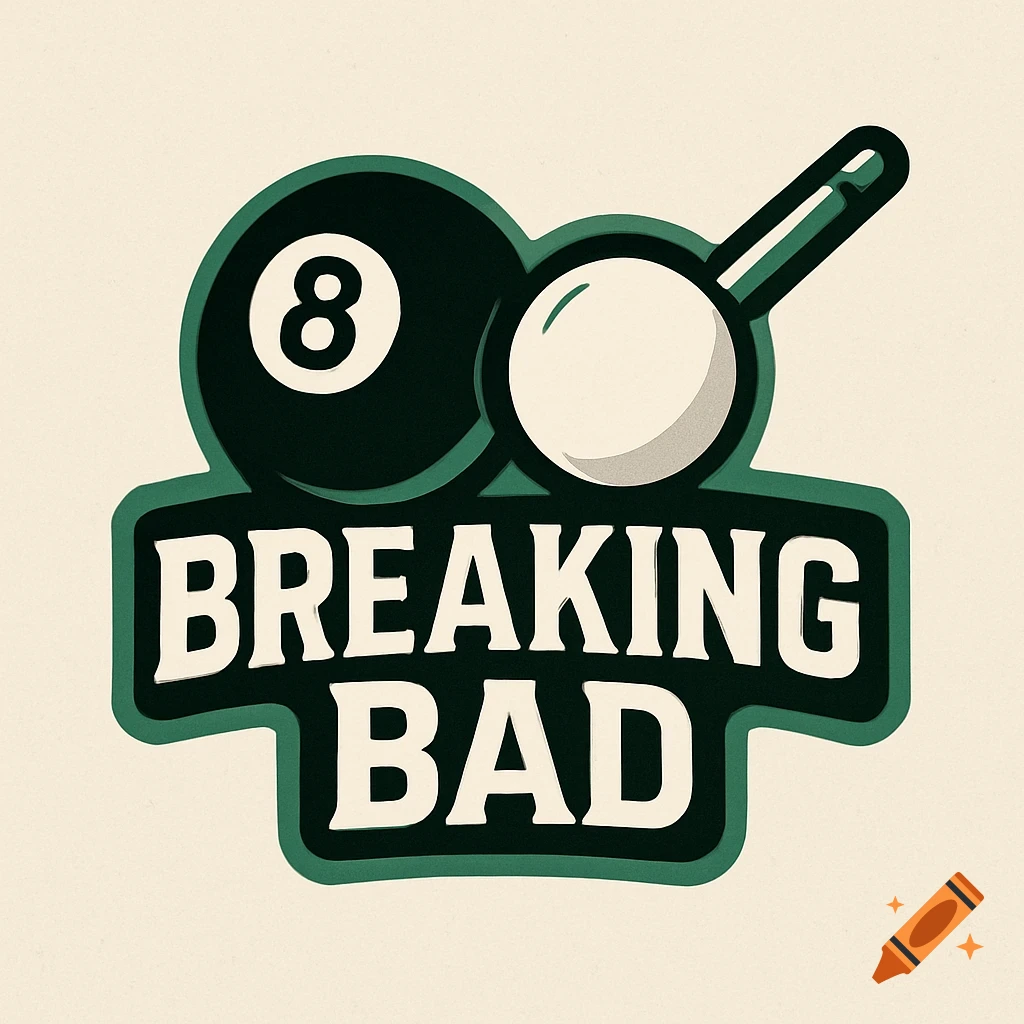 Logo featuring an 8-ball pool ball, a magnifying glass, and the text ...