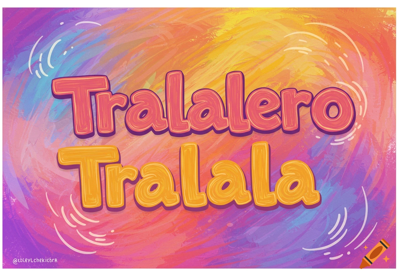 Stylized orange and pink text reading "Tralalero Tralala" against a vibrant, swirling abstract ...