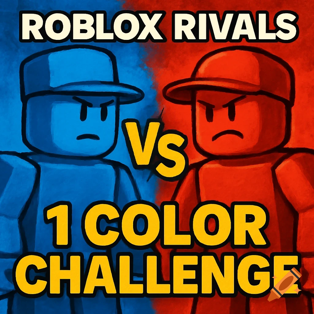 Two blue and red cartoon figures face off with text Roblox Rivals Vs 1 ...