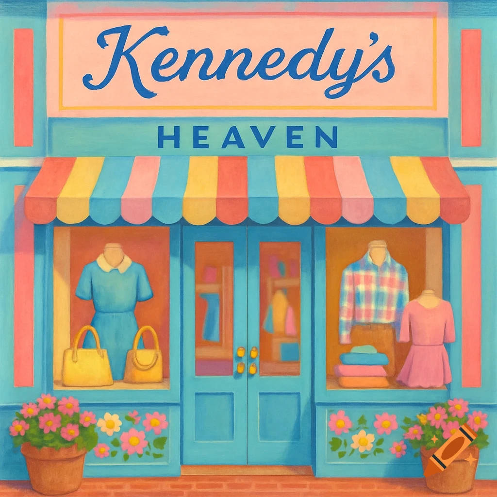 Colorful painting of a clothing store named Kennedy's Heaven with ...
