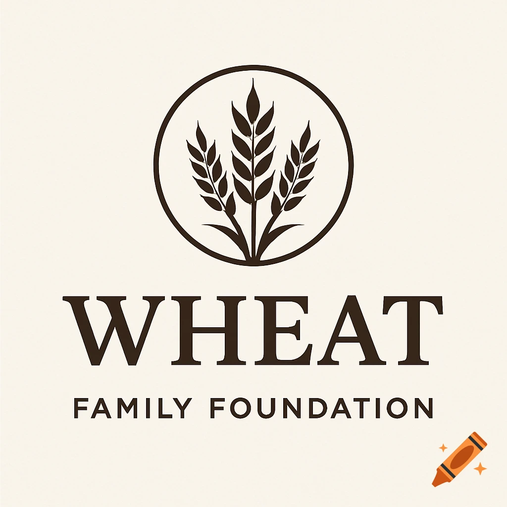 Logo for Wheat Family Foundation with wheat stalks in a circle on Craiyon