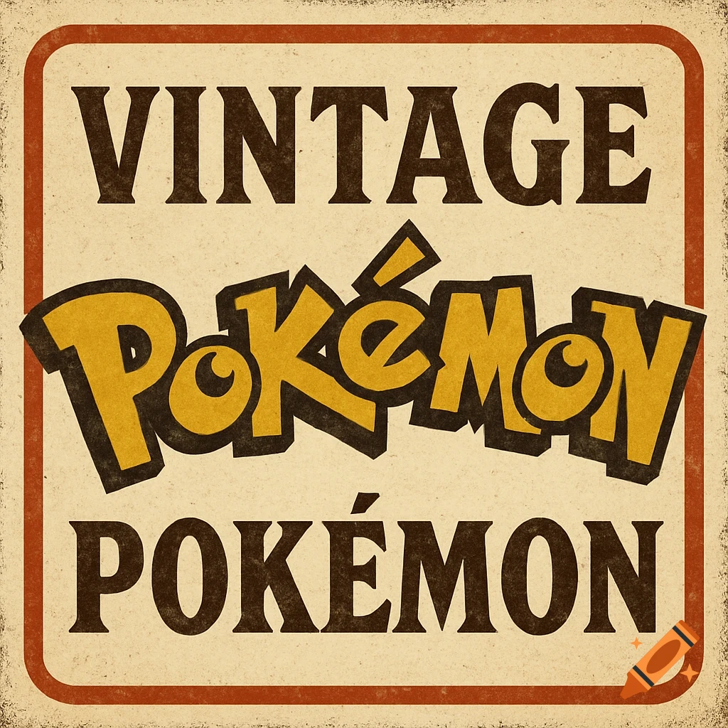 A vintage sign featuring the text "Vintage Pokémon" and the Pokémon ...