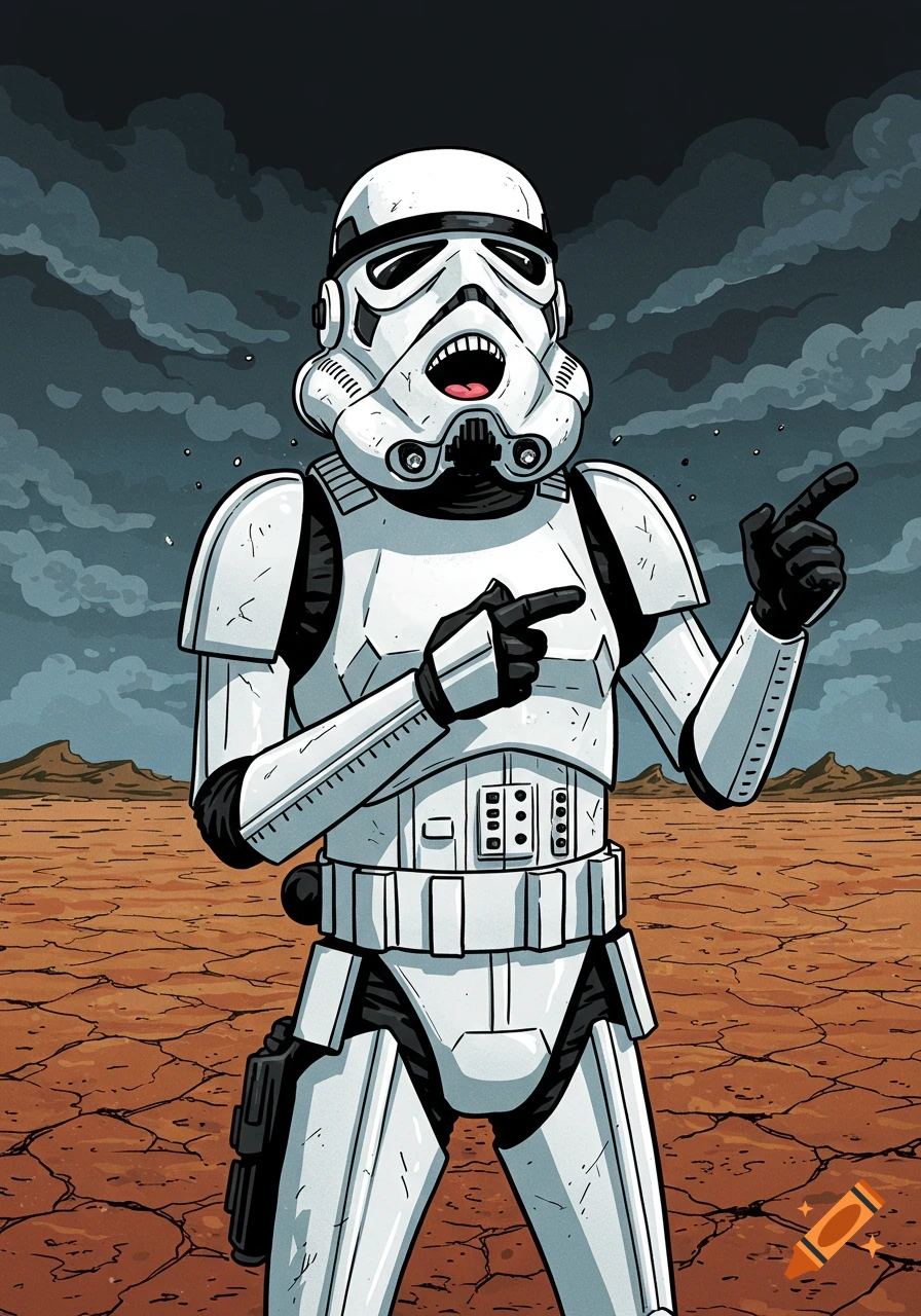 Cartoon illustration of a Stormtrooper laughing and pointing in a ...