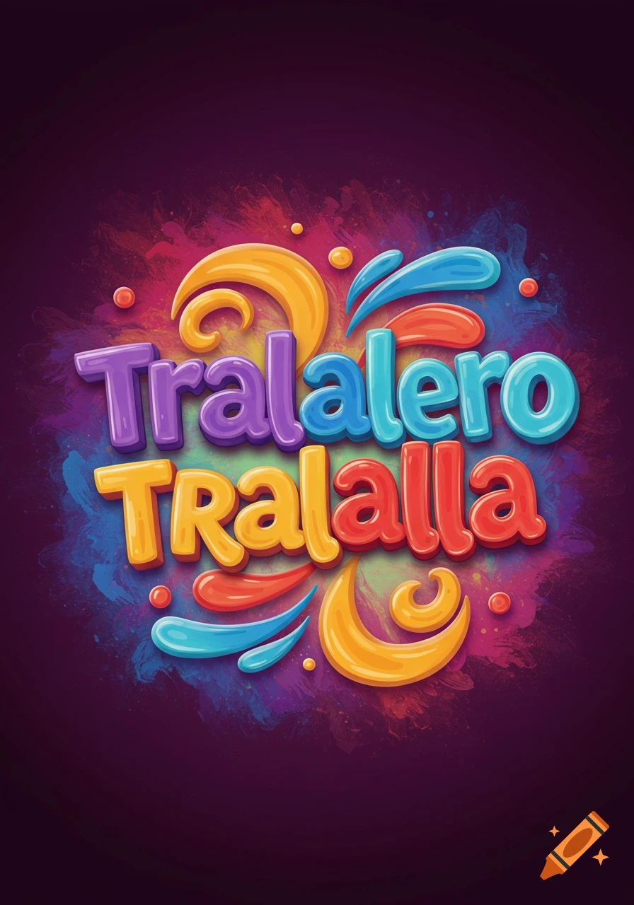 Stylized 3D text "Tralalero Tralalla" on a colorful abstract background. on Craiyon