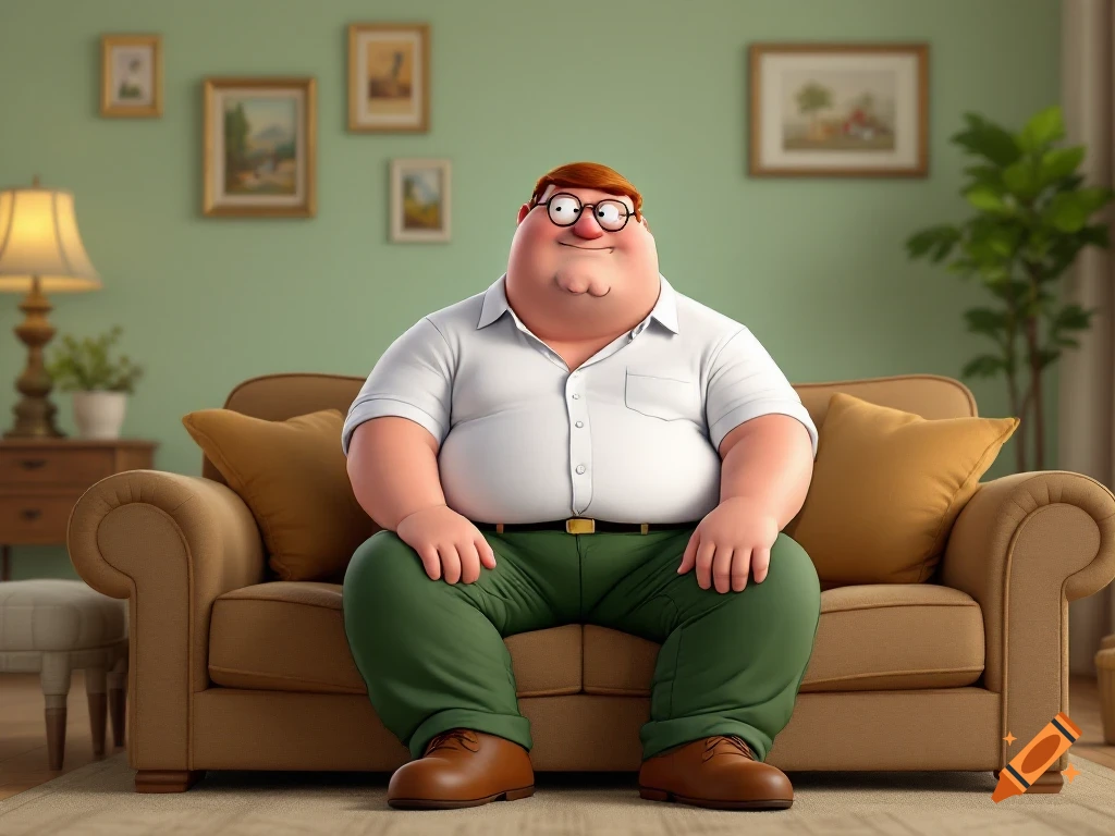 Realistic portrait of a cartoon character resembling Peter Griffin ...
