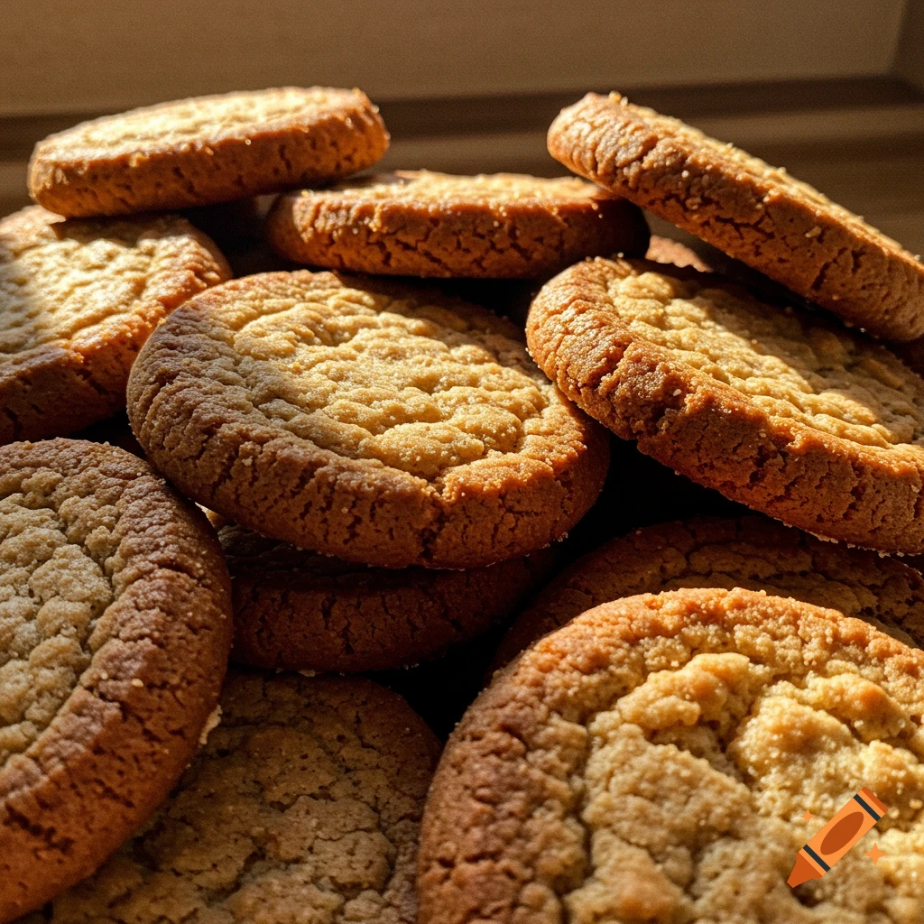 Close-up of a pile of aesthetic, realistic cookies. on Craiyon