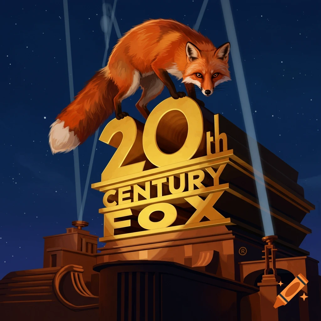 A digital illustration of a fox sitting on top of the 20th Century Fox ...