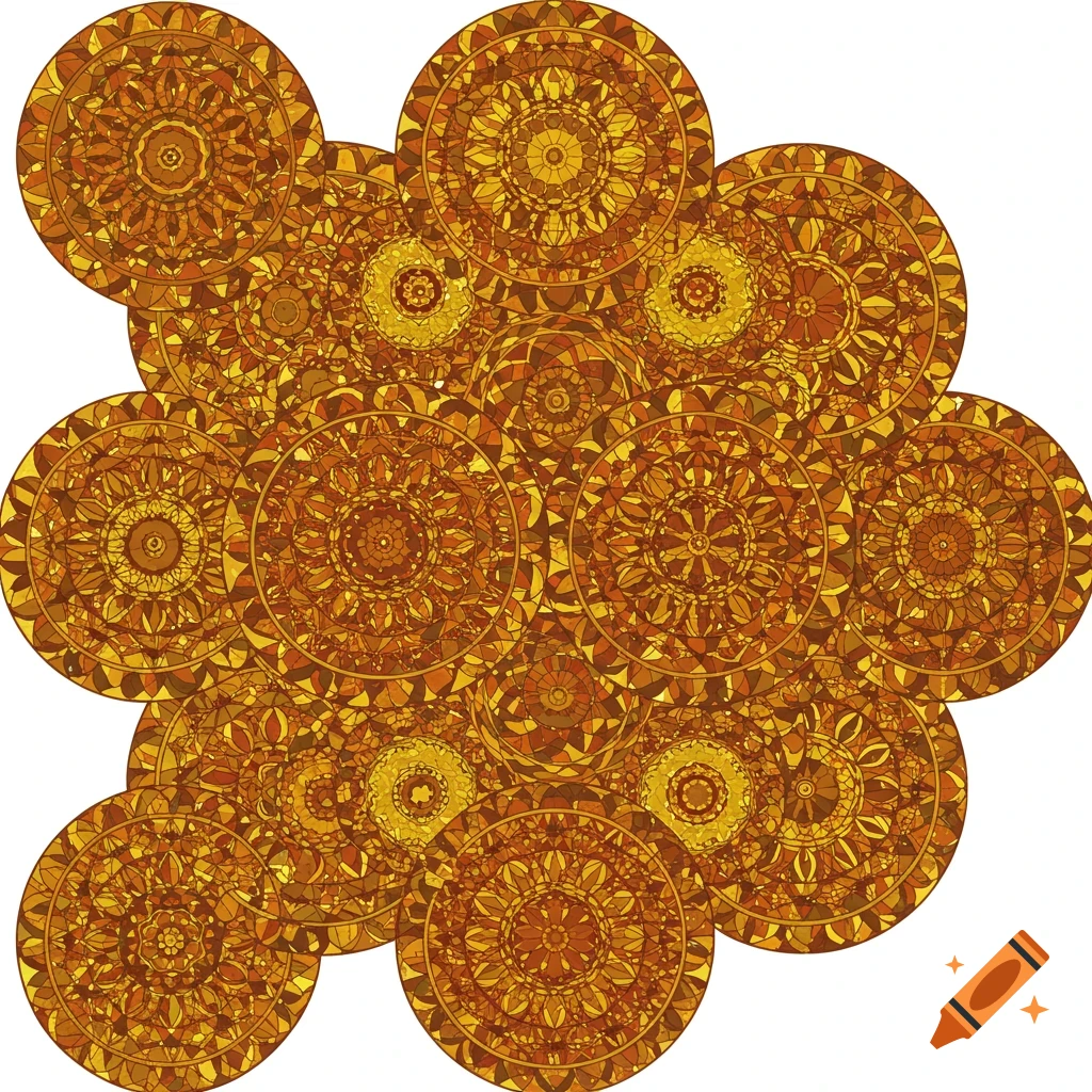 Overlapping circular mandala designs in warm brown and gold colors. on ...