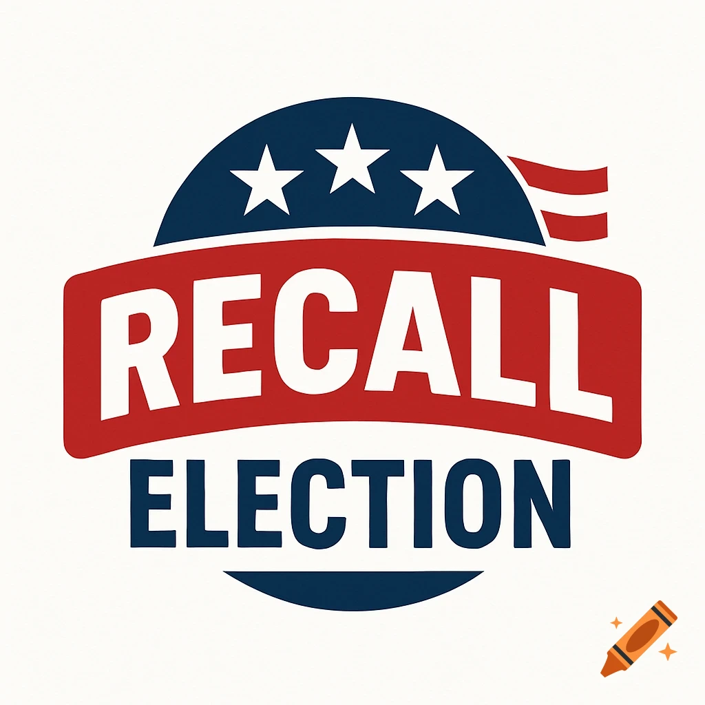 Logo for recall election in red, white, and blue with stars and flag on ...