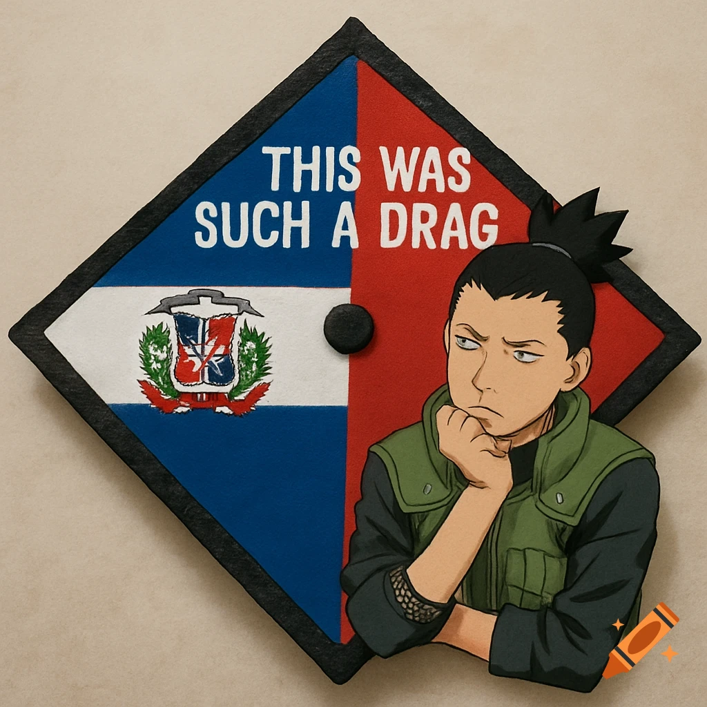 Graduation cap decorated with the Dominican flag, Shikamaru from Naruto ...