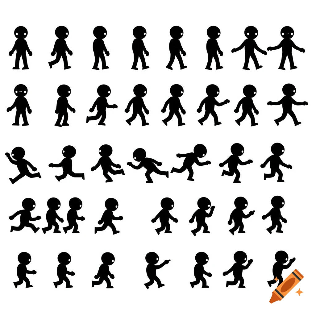 Stick Figure Walking Sprite Sheet
