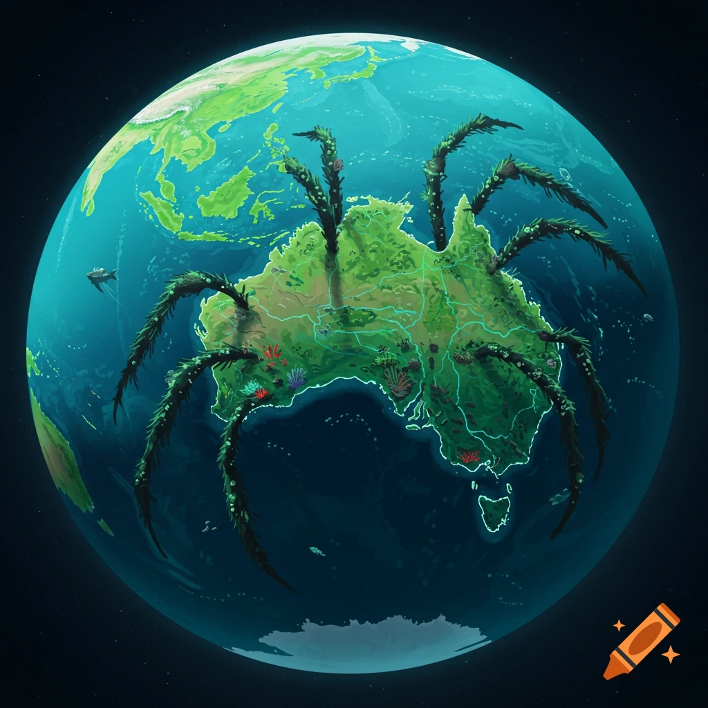 Stylized illustration of Earth with the Australia landmass shaped like ...