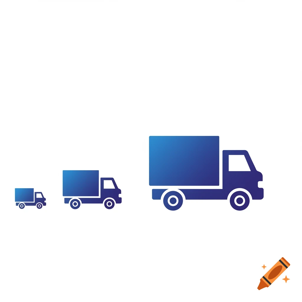 Three blue truck icons in increasing size on Craiyon