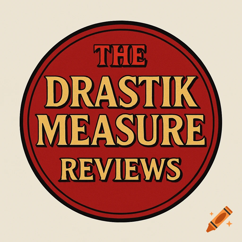 Red circular logo with gold and red text reading 'The Drastik Measure ...