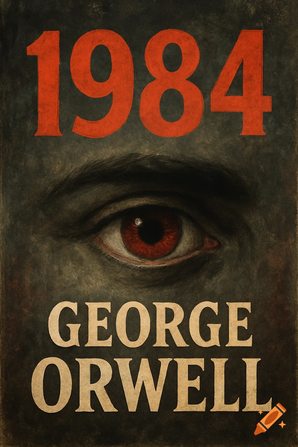 Book cover for 1984 with a large eye and title '1984 George Orwell' on ...