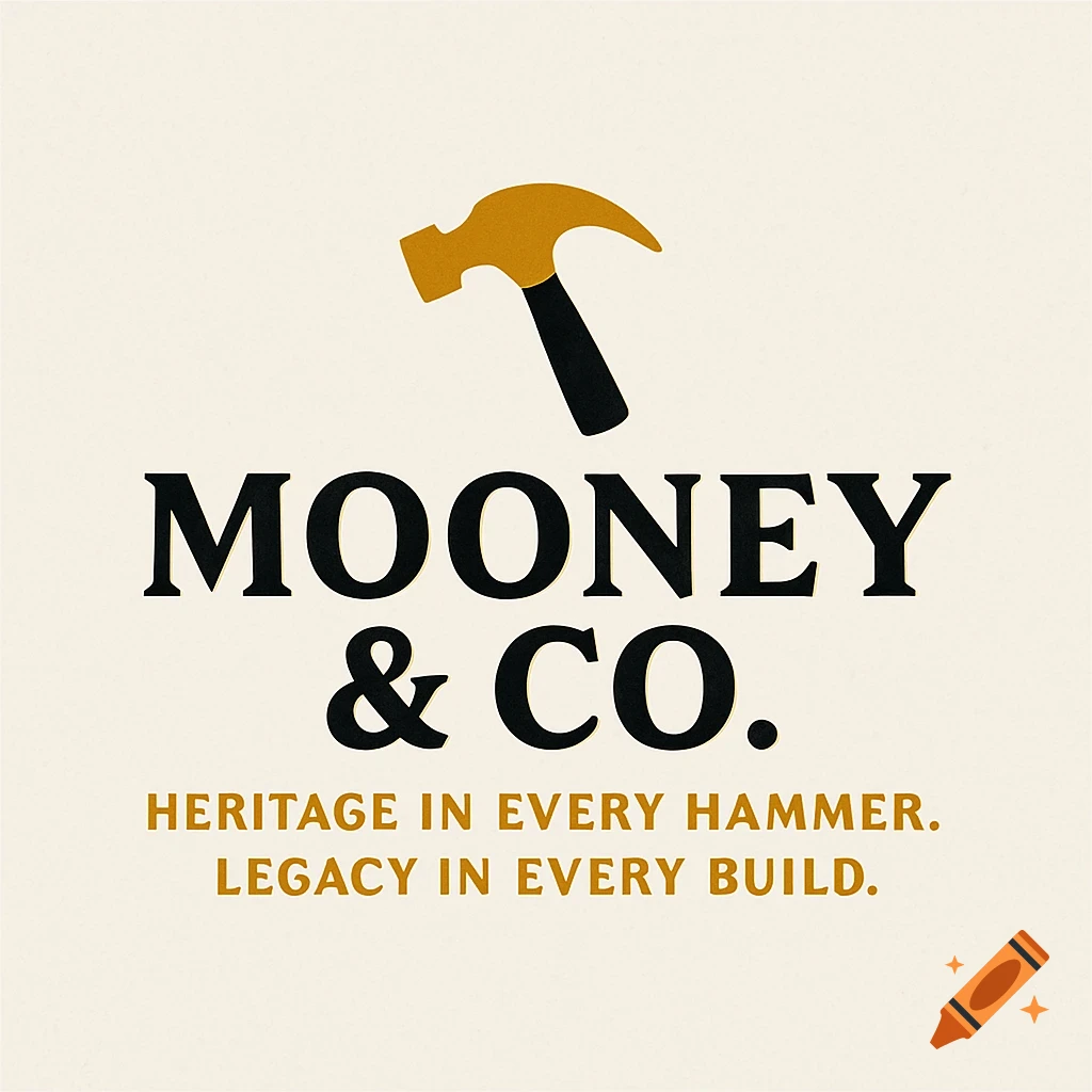Business logo with a hammer and text 'MOONEY & CO.' and tagline ...