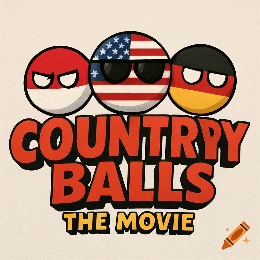 Three countryballs representing Poland, USA, and Germany above a logo ...