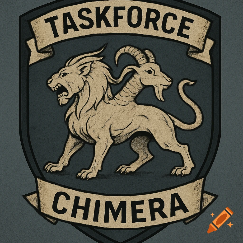 Shield with a chimera and banners saying TASKFORCE and CHIMERA. on Craiyon