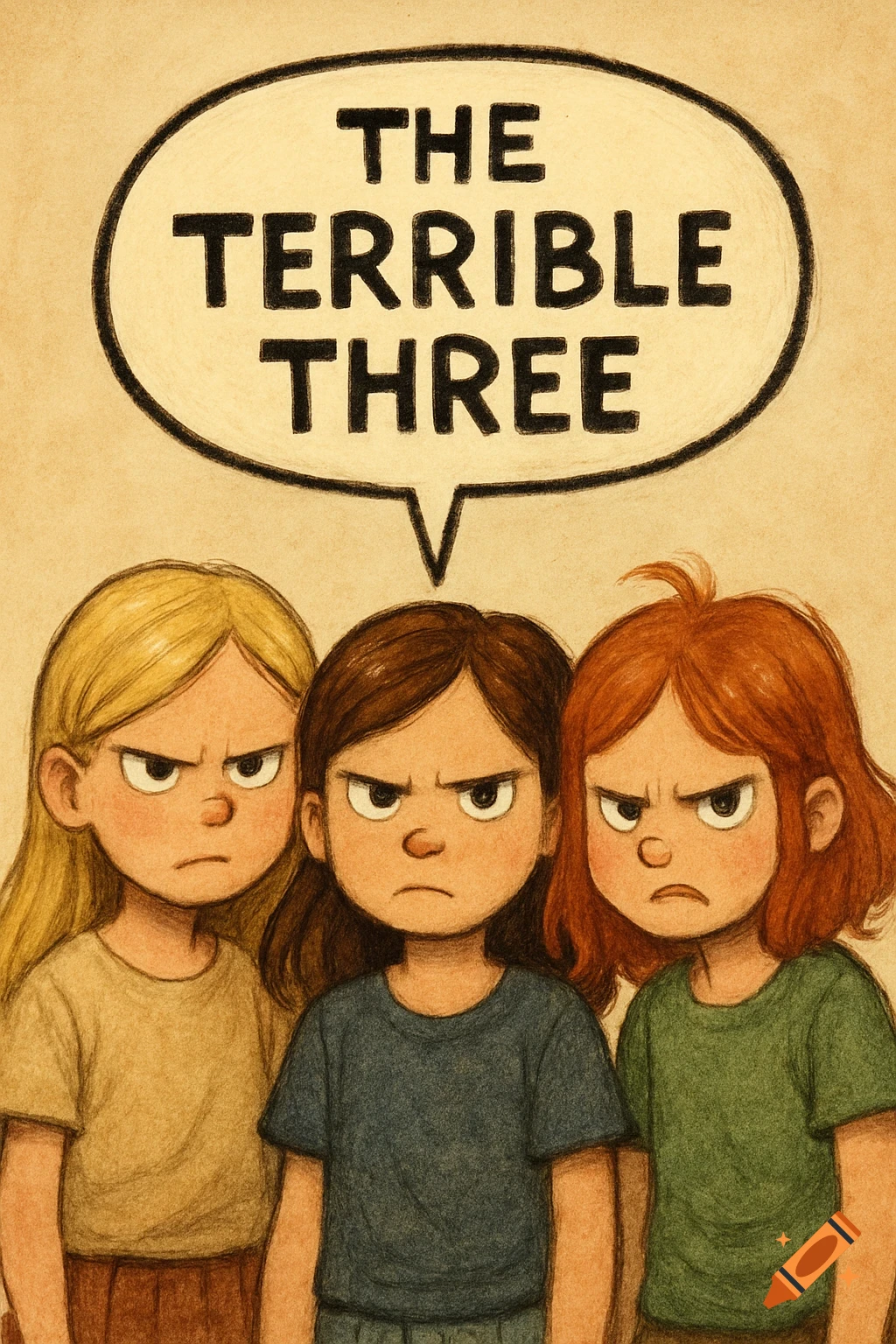 Three angry girls in a cartoon illustration with a speech bubble saying ...