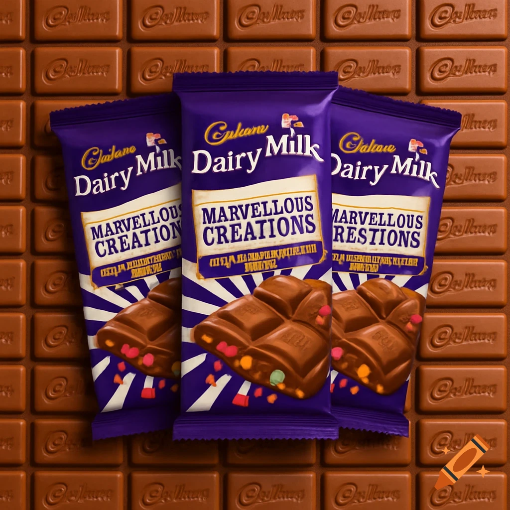 Three purple Cadbury Dairy Milk Marvellous Creations chocolate bars in ...