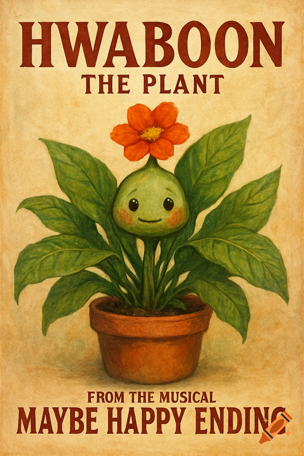 Fan poster for a musical featuring a cute cartoon plant with a face in ...