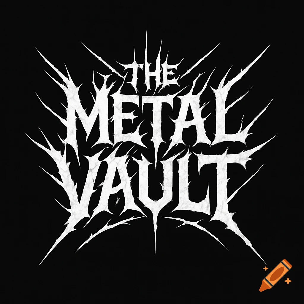 Black and white metalcore logo reading 'THE METAL VAULT' with sharp ...