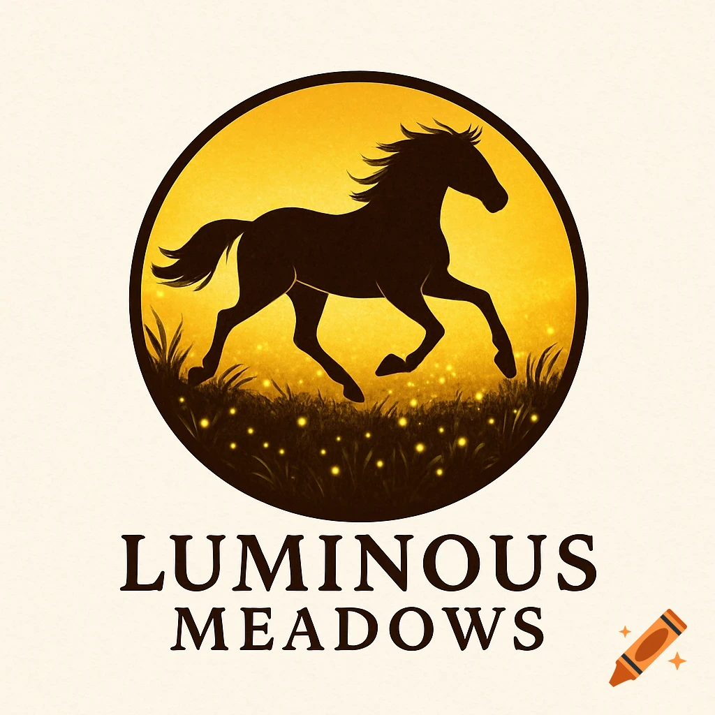 Logo of a silhouetted horse running through a glowing meadow inside a circle with 'Luminous ...